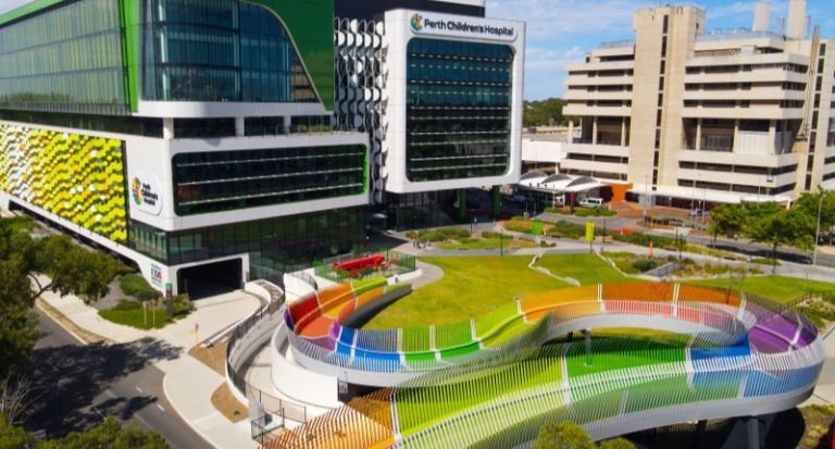 A rainbow bridge from Perth Children's Hospital to Kings Park | The ...